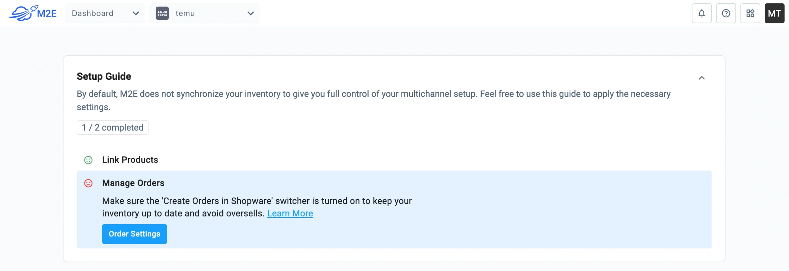 Shopware Temu Quick Start - M2E Cloud User Guides