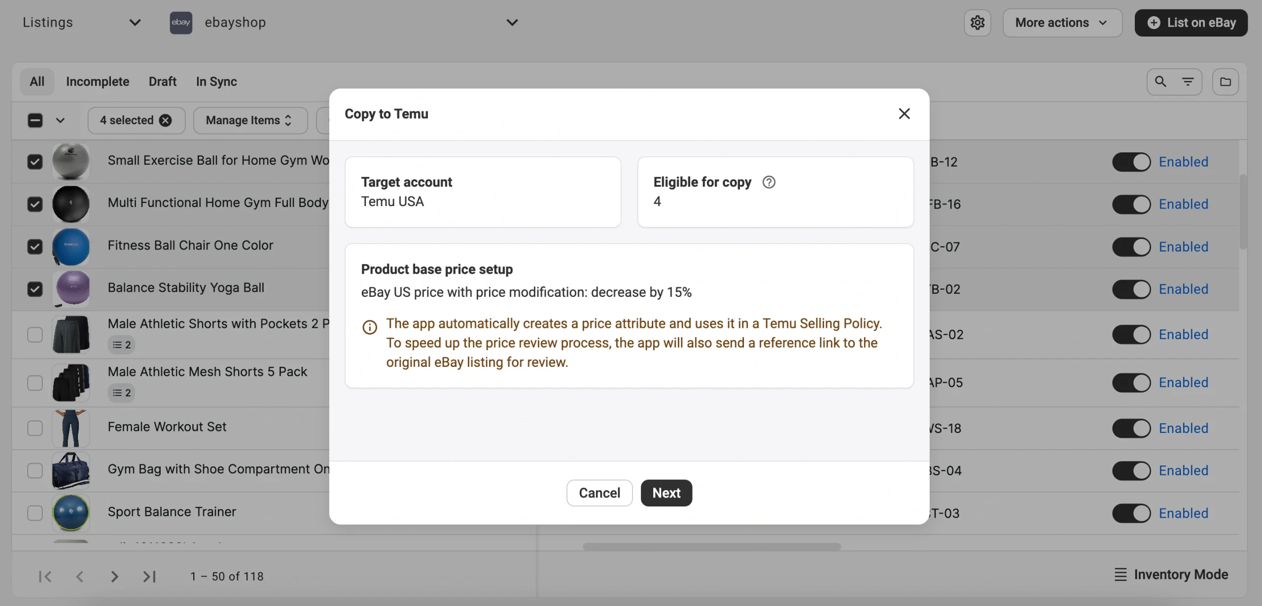Kopiowanie ofert eBay do Temu za pomocą M2E – M2E Cloud User Guides